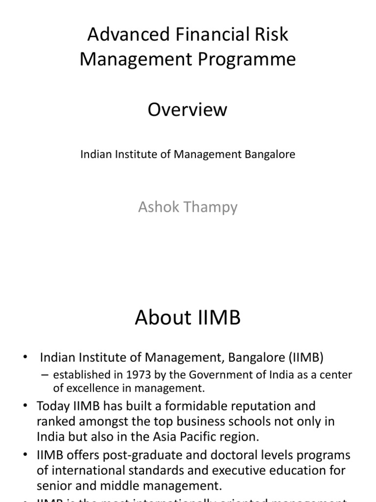 AFRM-Advanced Financial Risk Management - Programme by IIM Bangalore ...