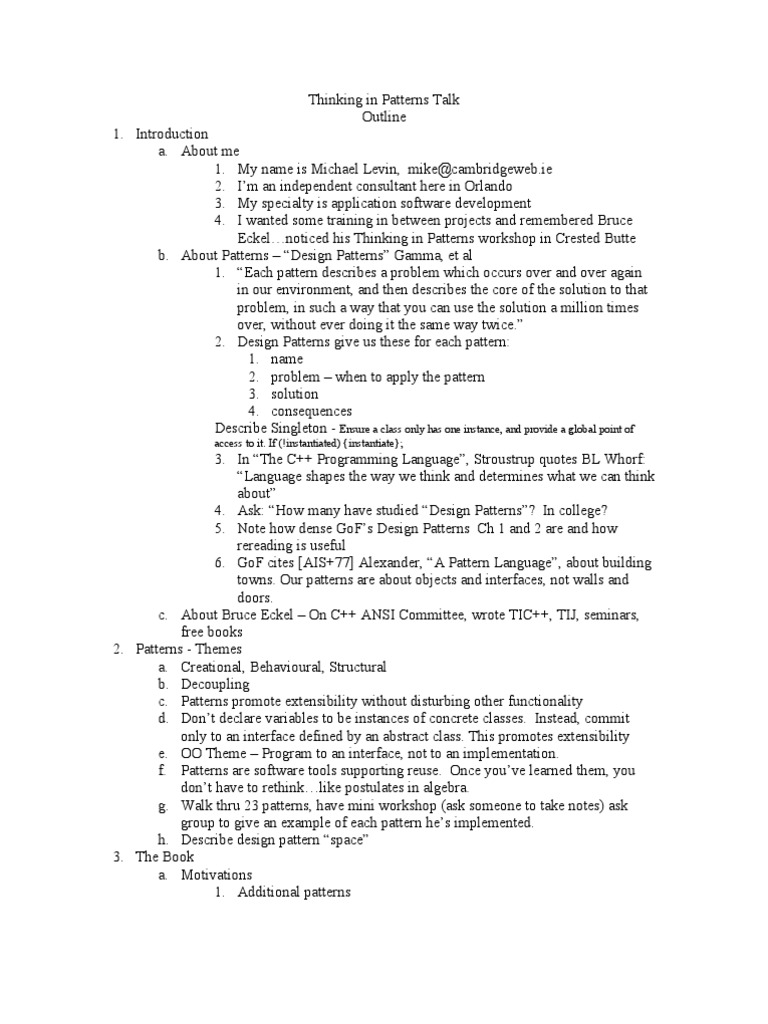 Thinking in Patterns Talk | PDF | Class (Computer Programming) | Method ...