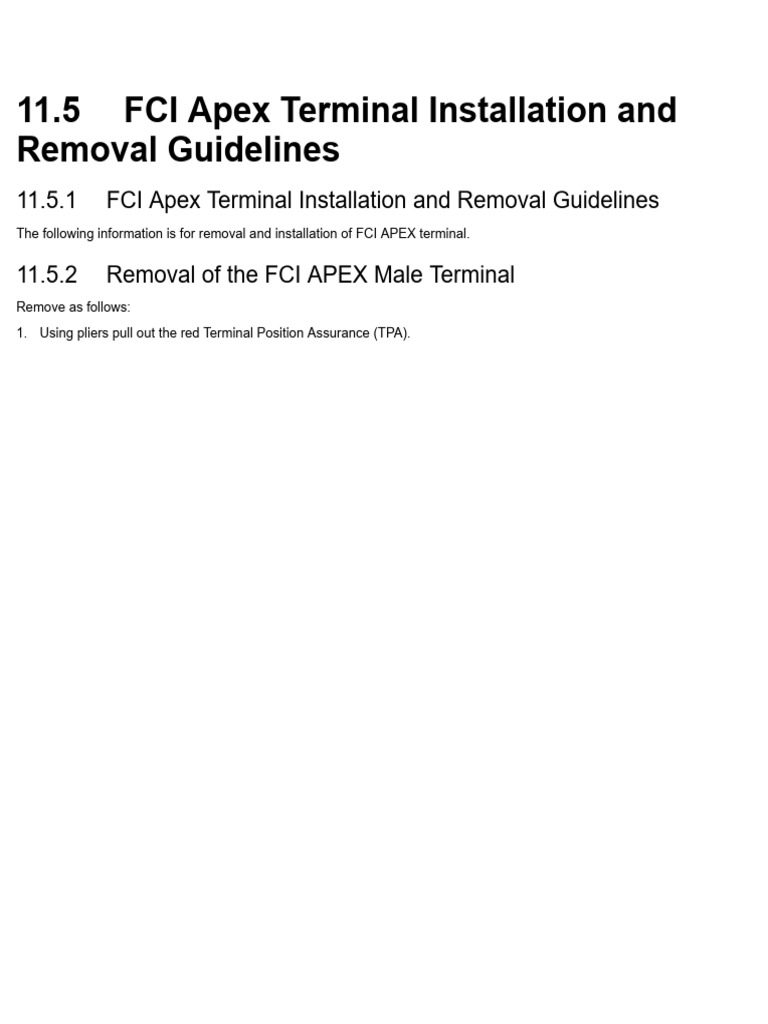 FCI Apex Terminal Installation and Removal Guidelines | PDF