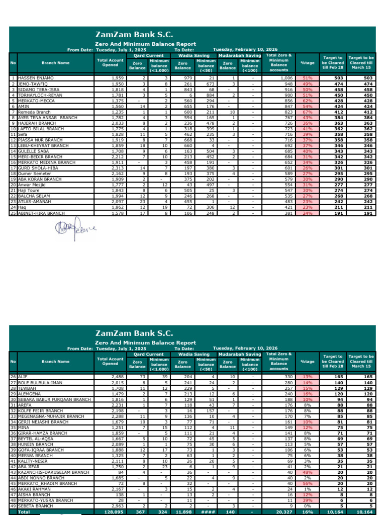 Zero and Minimum Balance Report | PDF