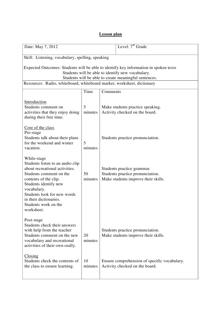7th Grade Listening and Vocabulary Lesson | PDF | Language Arts ...