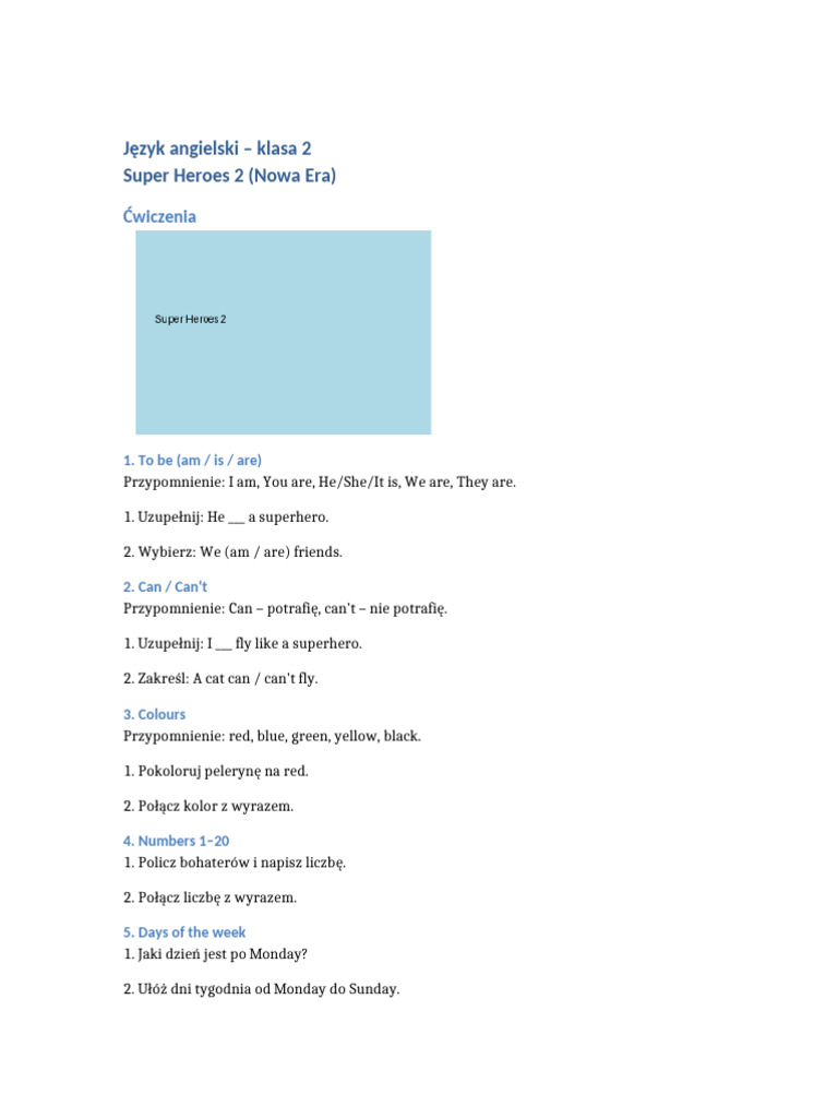 Angielski Super Heroes 2 Cwiczenia Test | PDF