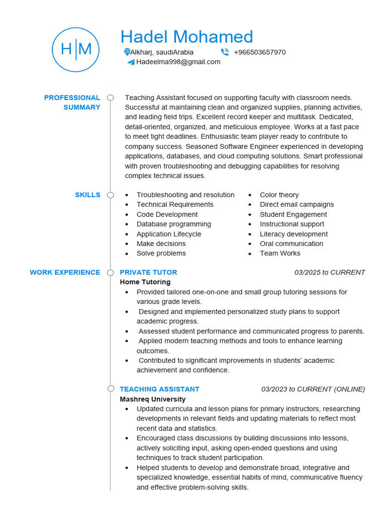 Hadel Mohamed Resume Alkharj | PDF | Databases | Cognition