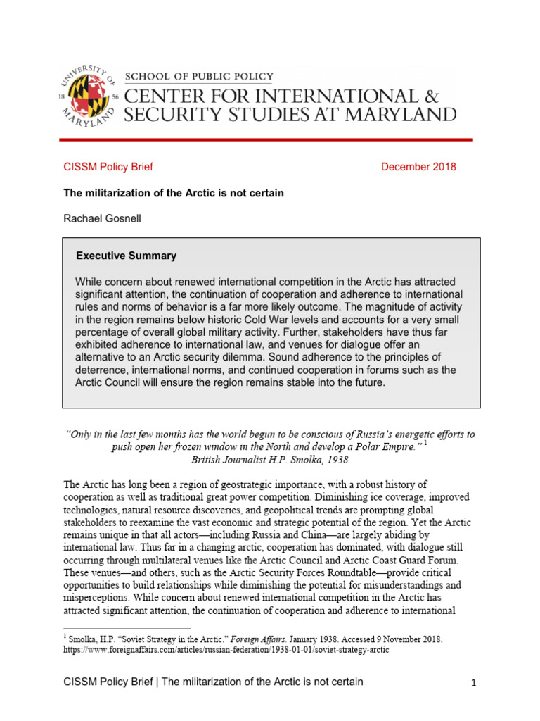 CISSM Arctic Militarization - 120318 | PDF | Arctic | Russia