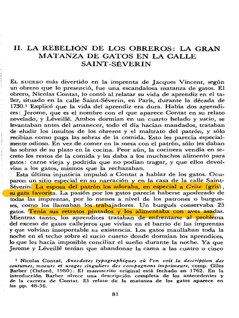 La Gran Matanza de Gatos | PDF