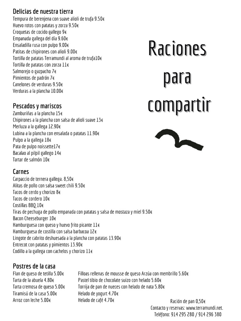 Carta Raciones Web | PDF | Cocina europea | Cocina occidental