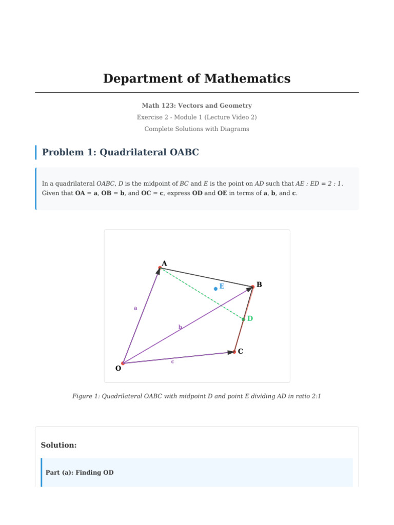Vector Geometry Solutions | PDF | Elementary Geometry | Mathematics