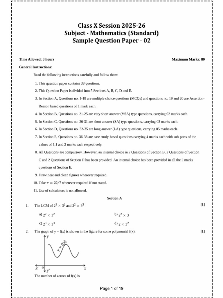 Sample Paper 02 - Maths (Standard) | PDF