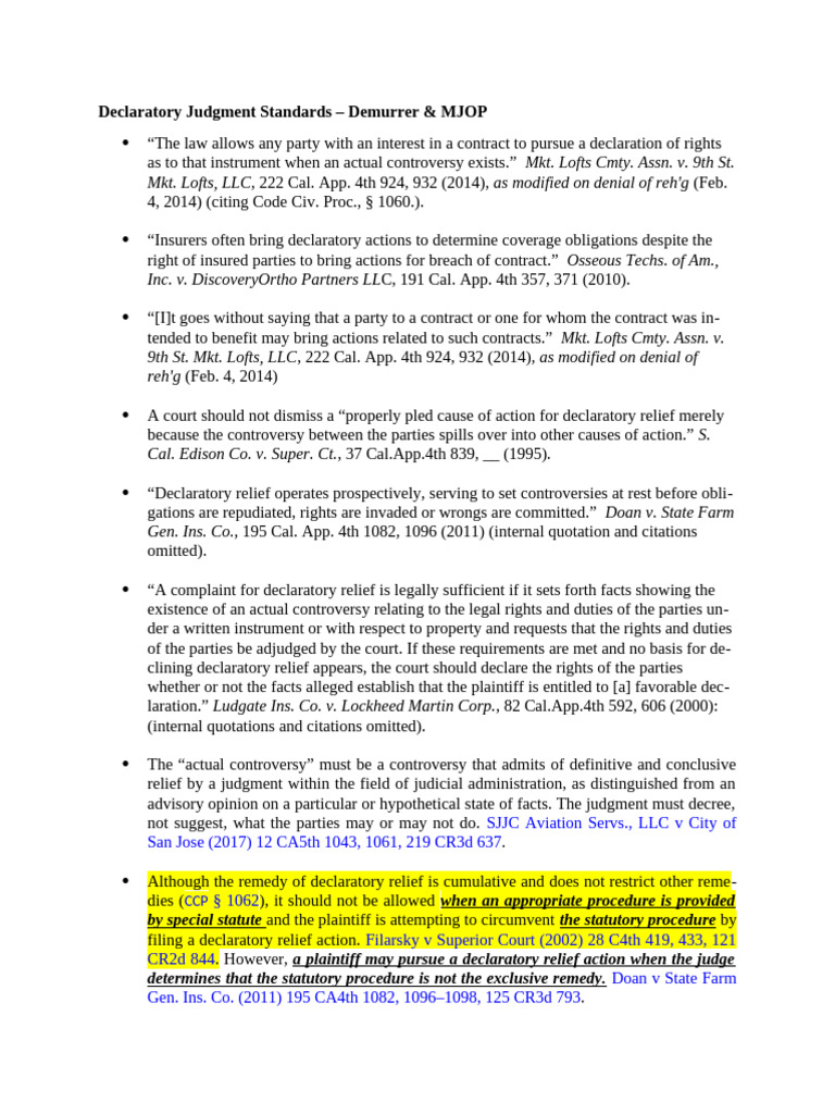 Declaratory Relief Standards | PDF | Legal Remedy | Declaratory Judgment