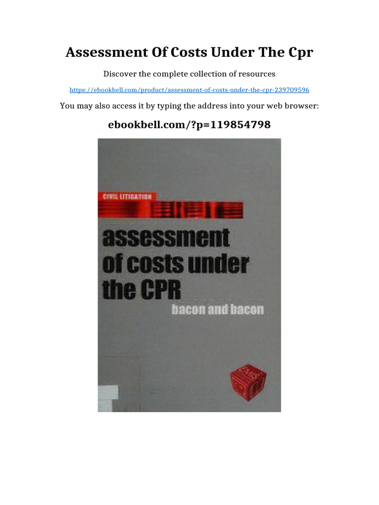 Assessment of Costs Under The CPR PDF Available | PDF | Intellectual ...