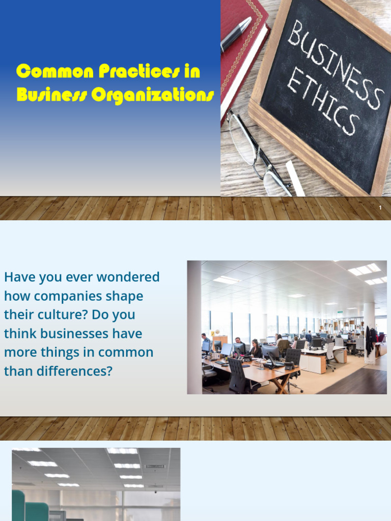 Common Practices in Business Organization | PDF | Business Ethics ...