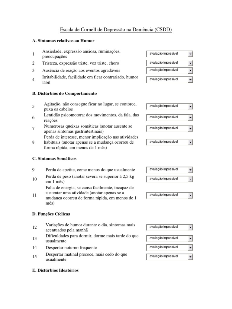 Escala de Cornell Depressao | PDF