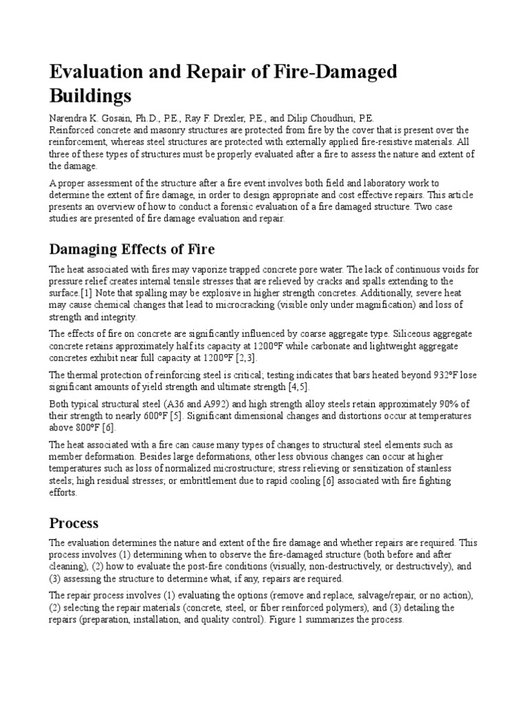 Fire Damage Assessment and Repair Guide | PDF | Reinforced Concrete ...