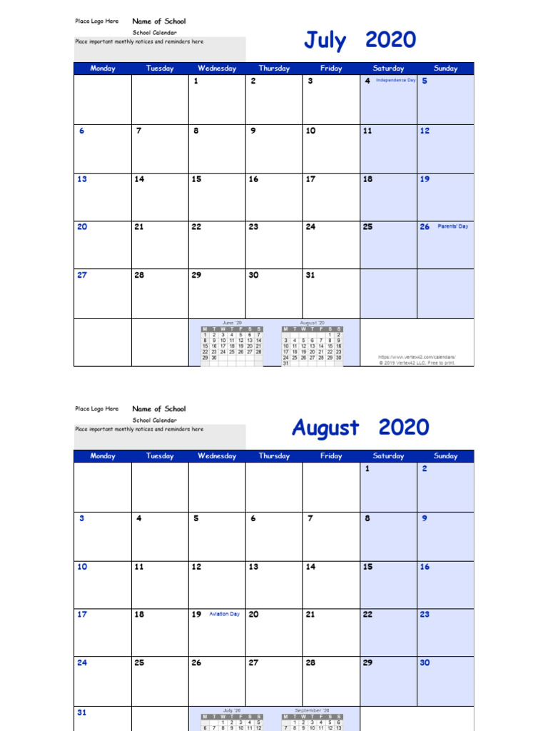 2020 2021 School Calendar Mon1st | PDF | Observances