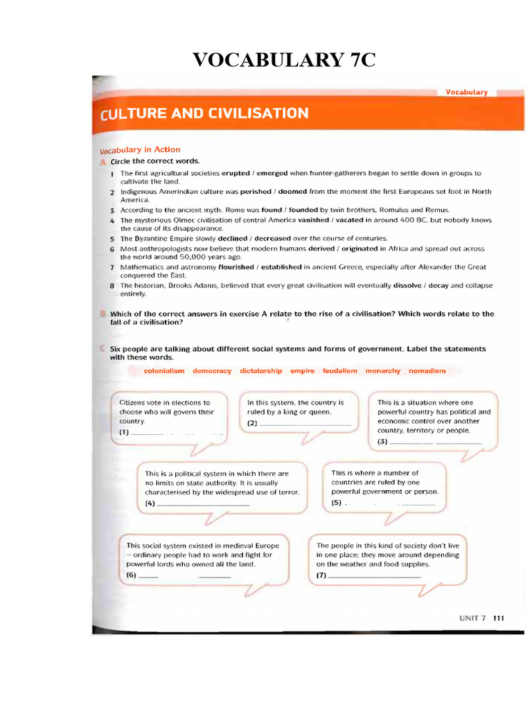 Vocabulary Grammar Test 7c | PDF