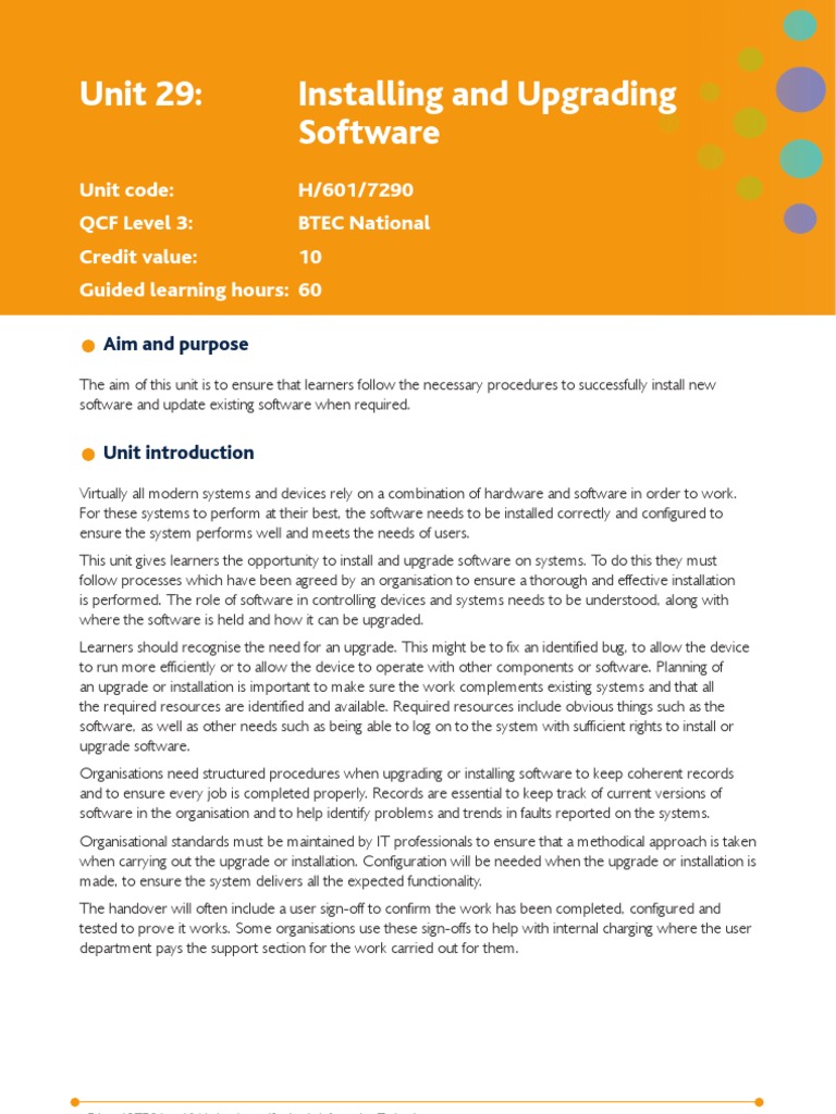 Unit 29 Installing and Upgrading Software | PDF | Installation ...