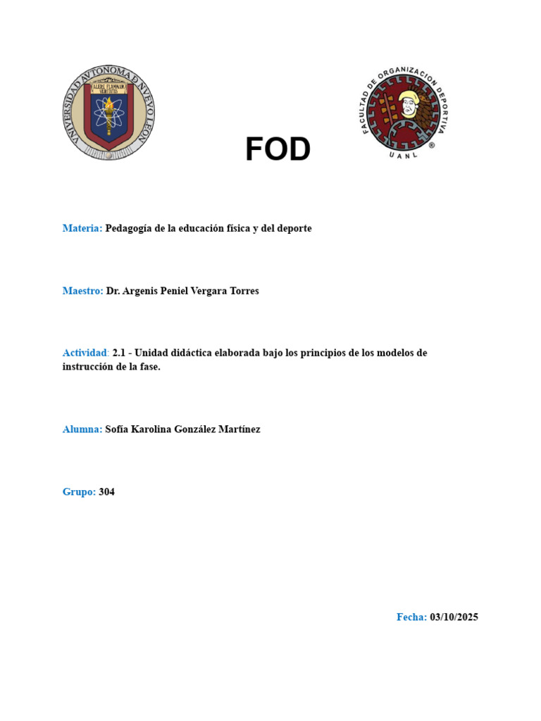 2.1 - Unidad Didáctica Elaborada Bajo Los Principios de Los Modelos de ...