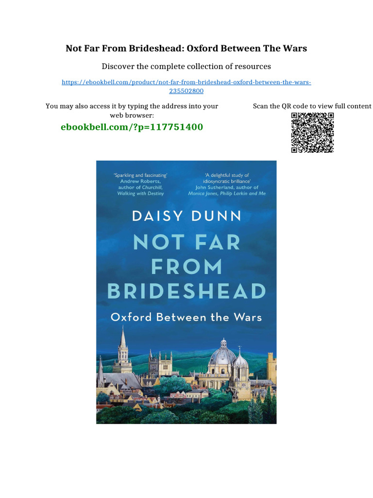 Not Far From Brideshead: Oxford Between the Wars digital download | PDF ...