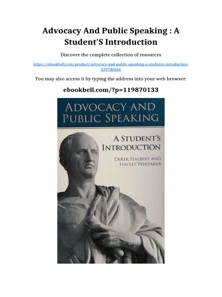 Advocacy and Public Speaking: A Student's Introduction Complete Edition ...