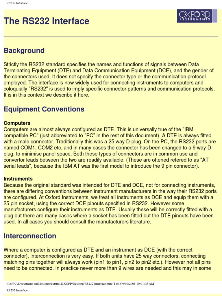 RS232 Interface | PDF | Electrical Connector | Computer Networking