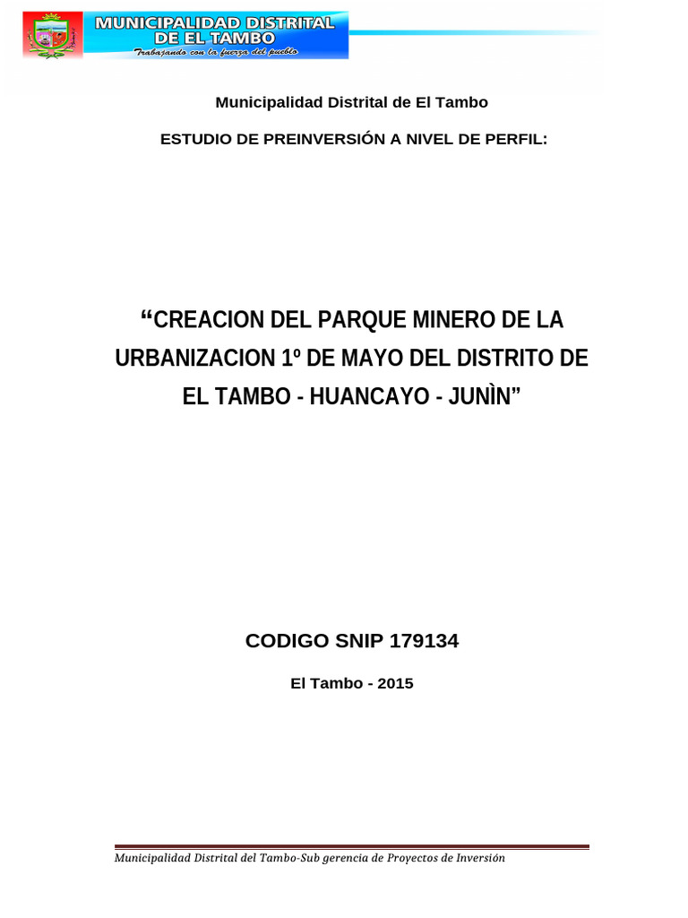 PIP PARQUE MINERO 1RO DE MAYO Final | PDF | Fundación (Ingeniería ...