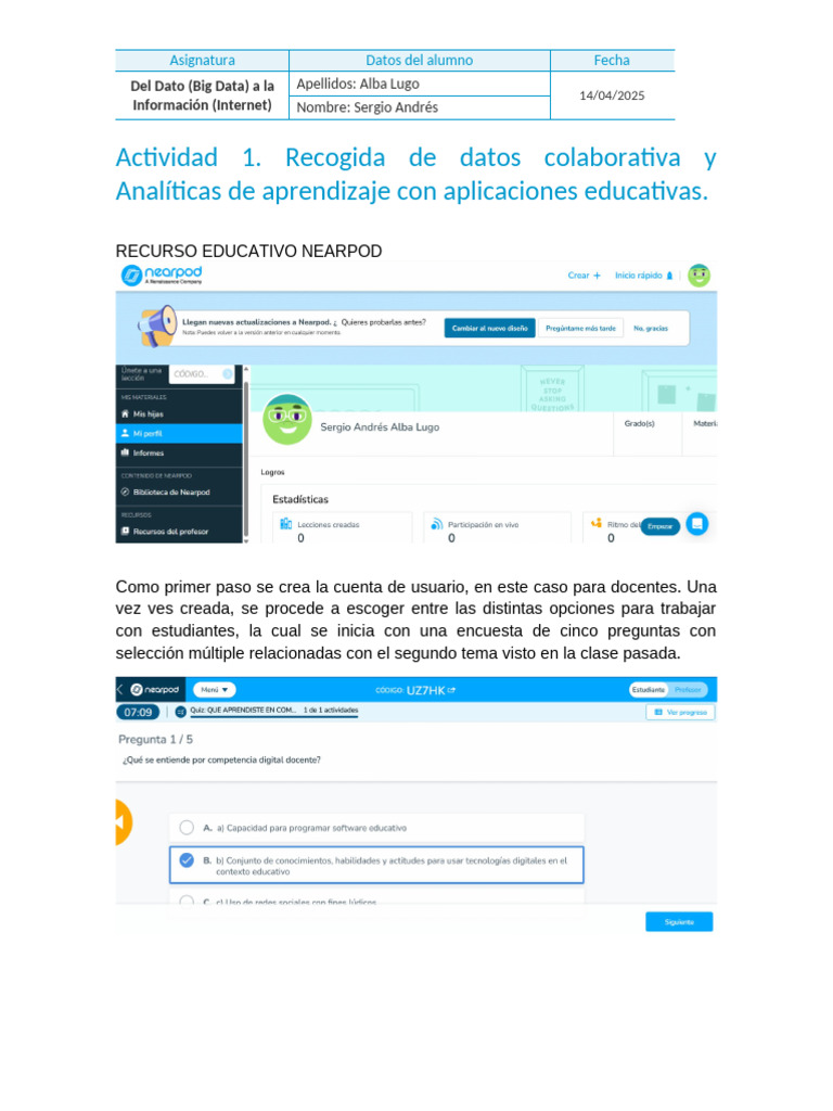 Recogida de Datos Colaborativa y Analíticas de Aprendizaje Con ...