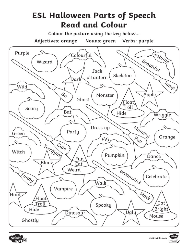 esl-halloween-parts-of-speech-read-and-colour_ver_4 | PDF | English As ...