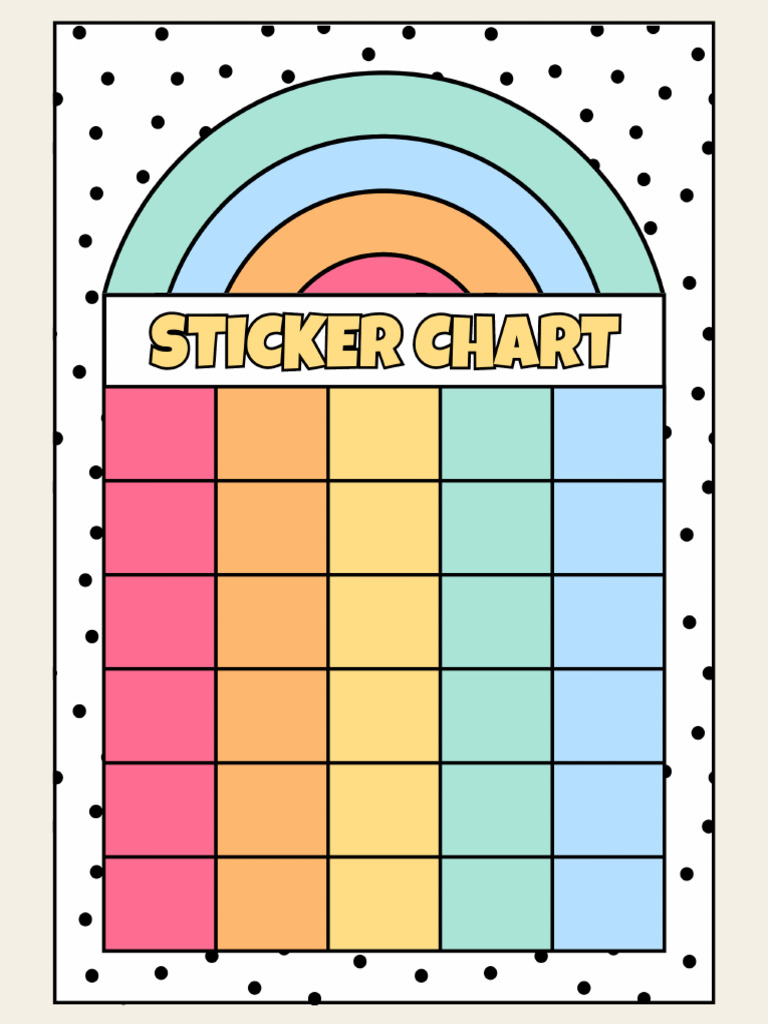 Sticker Chart Document Colorful Polka Dot Rainbow Style | PDF