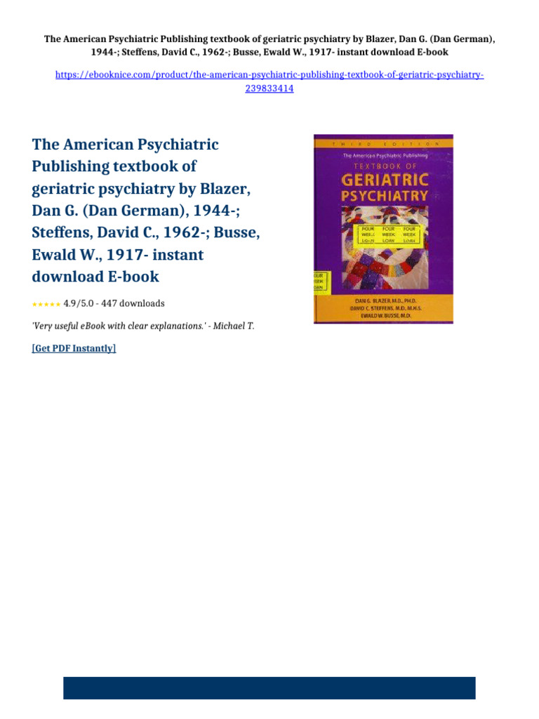 The American Psychiatric Publishing textbook of geriatric psychiatry by ...