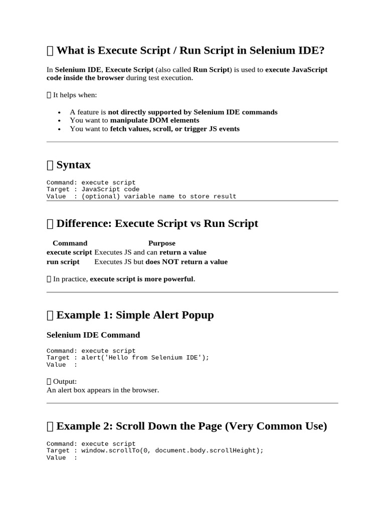 What Is Execute Script | PDF | Selenium (Software) | Java Script