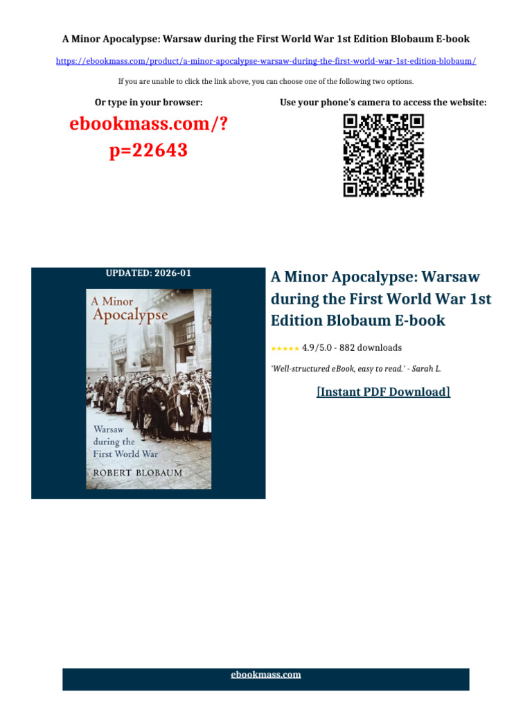 A Minor Apocalypse: Warsaw during the First World War 1st Edition ...