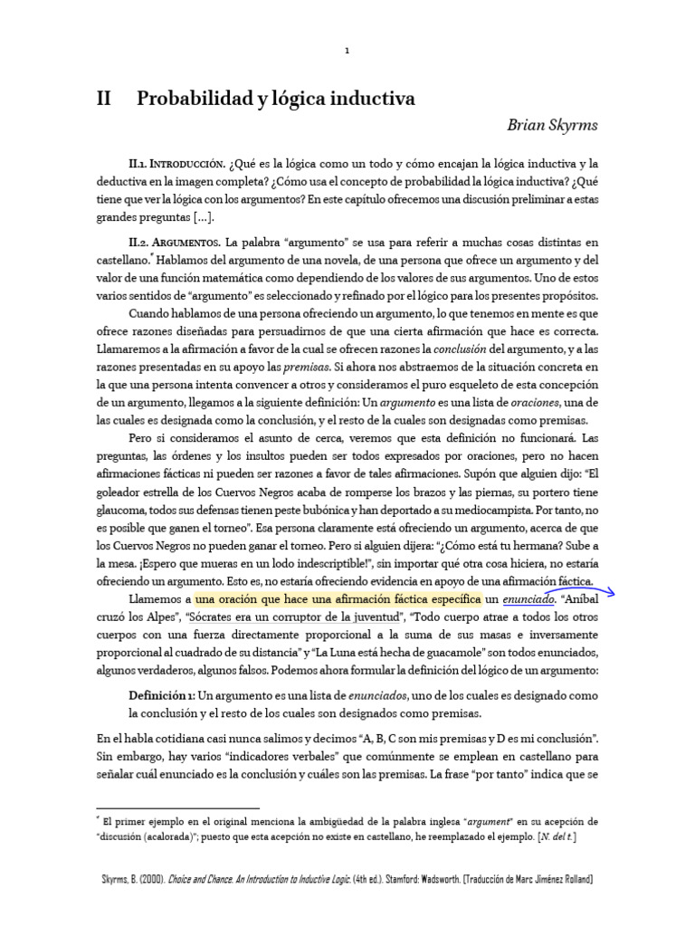 Skyrms (2000) Cap II | PDF | Razonamiento deductivo | Argumento
