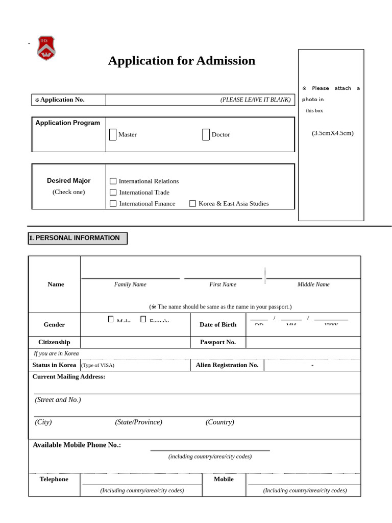 Sogang GSIS - Offline Application Form | PDF