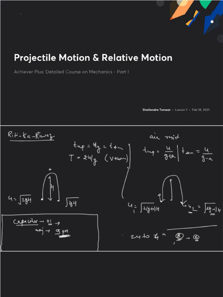 Projectile Motion Relative Motion With Anno | PDF