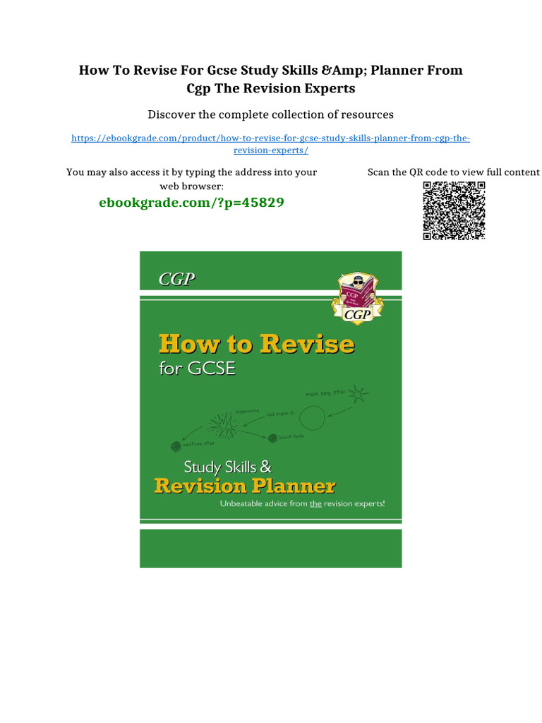 How to Revise for GCSE Study Skills & Planner from CGP the Revision ...