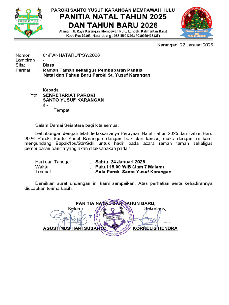 Undangan Pembubaran Pannat - Sekre Paroki | PDF