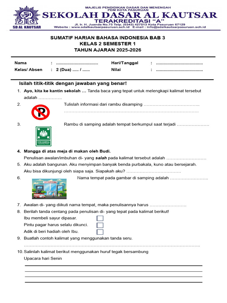 Sumatif Bhs. Ind Bab 3 (2025-2026) | PDF