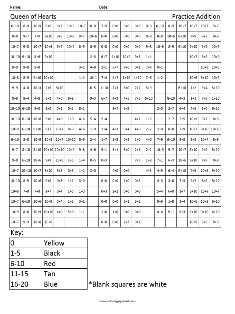 3AS Queen of Hearts Disney Villain Math Worksheets | PDF
