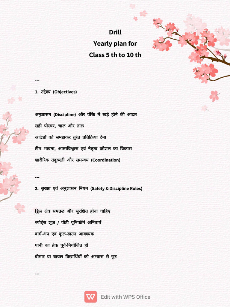 Drill Yearly Plan For Class 5th To 10th | PDF