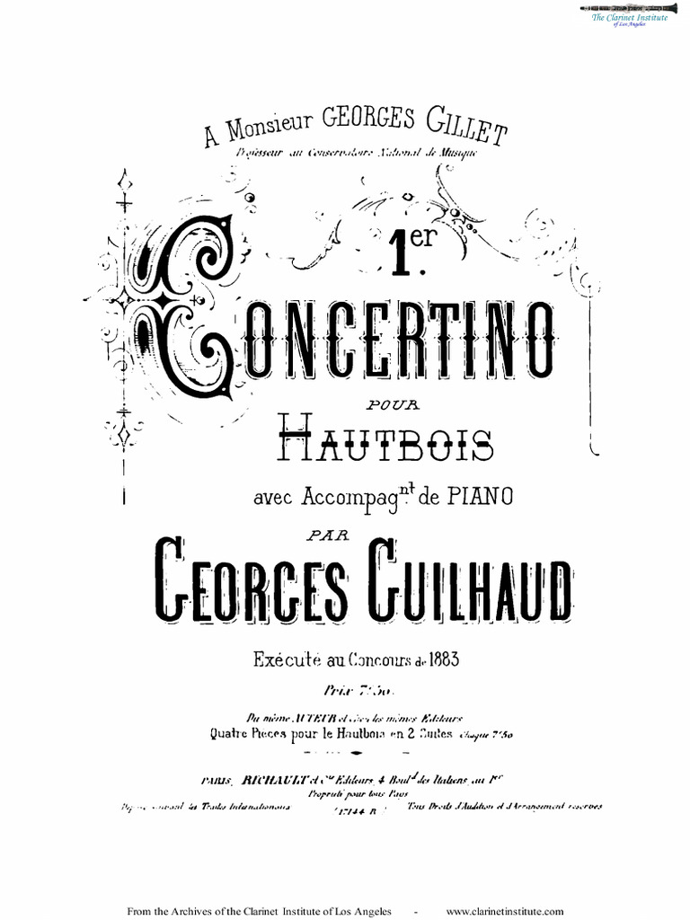 -Clarinet Institute- Guilhaud, Georges - Oboe Concertino No.1 | PDF
