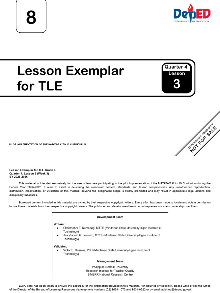 Q4 - LE - TLE 8 - Lesson 3 - Week 3 | PDF | Water Heating | Hydraulic ...