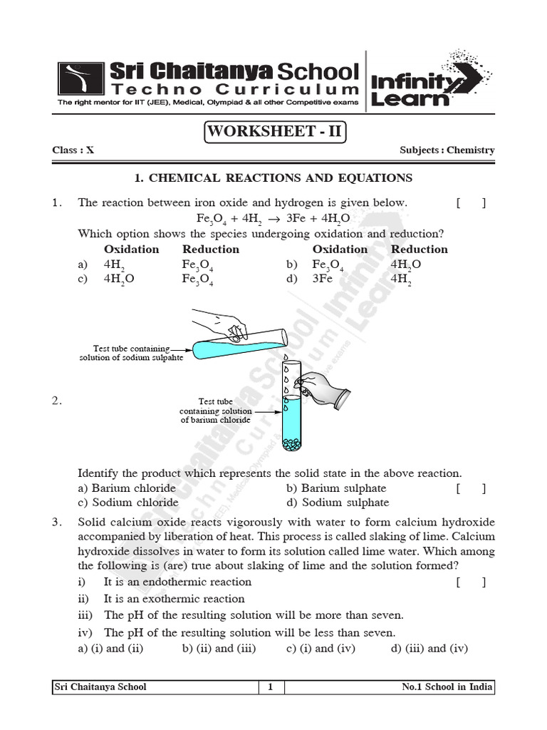 1. Chemical Reactions and Equations WS - 2 | PDF | Chemical Reactions ...