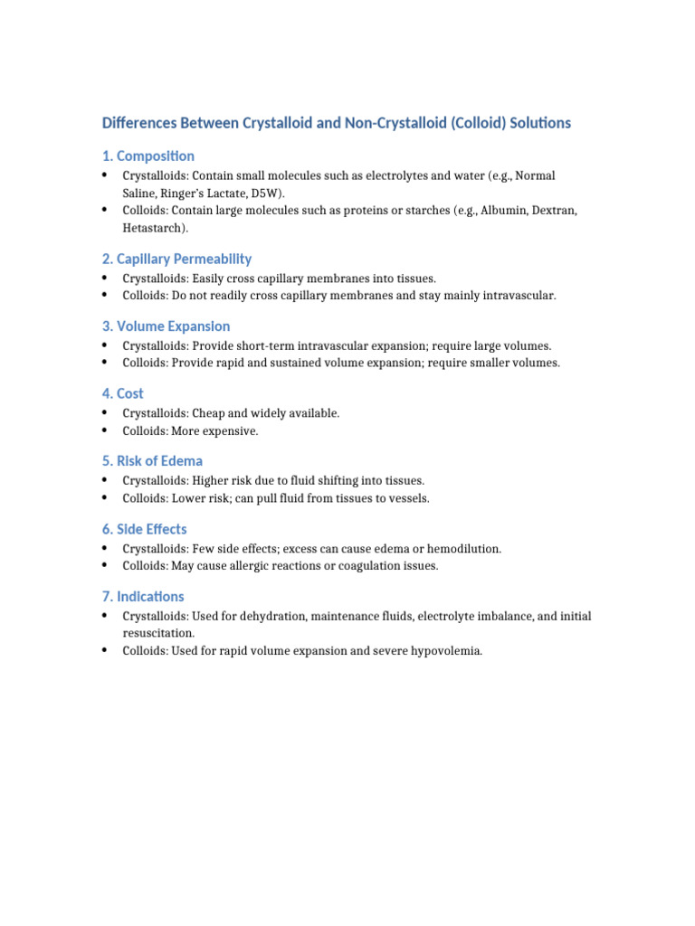 Crystalloids vs Colloids | PDF