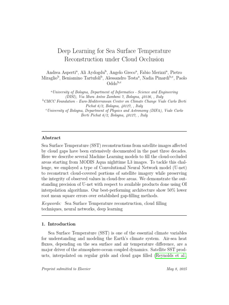 11 Deep Learning for Sea Surface Temperature Reconstruction Under Cloud ...