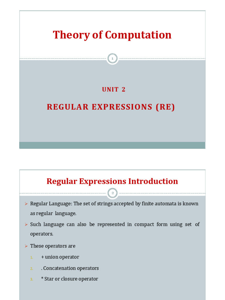 Toc Unit 2 Regular Expression | PDF | Regular Expression | Metalogic