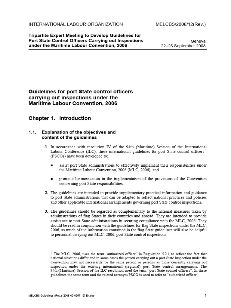 Guidelines for PSC inspection under mlc2006 | PDF | International ...
