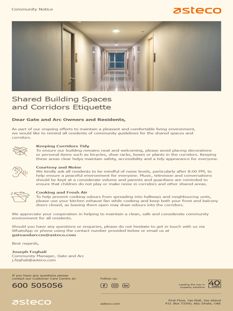 Notice 26-007 Shared Building Spaces and Corridors Etiquette | PDF