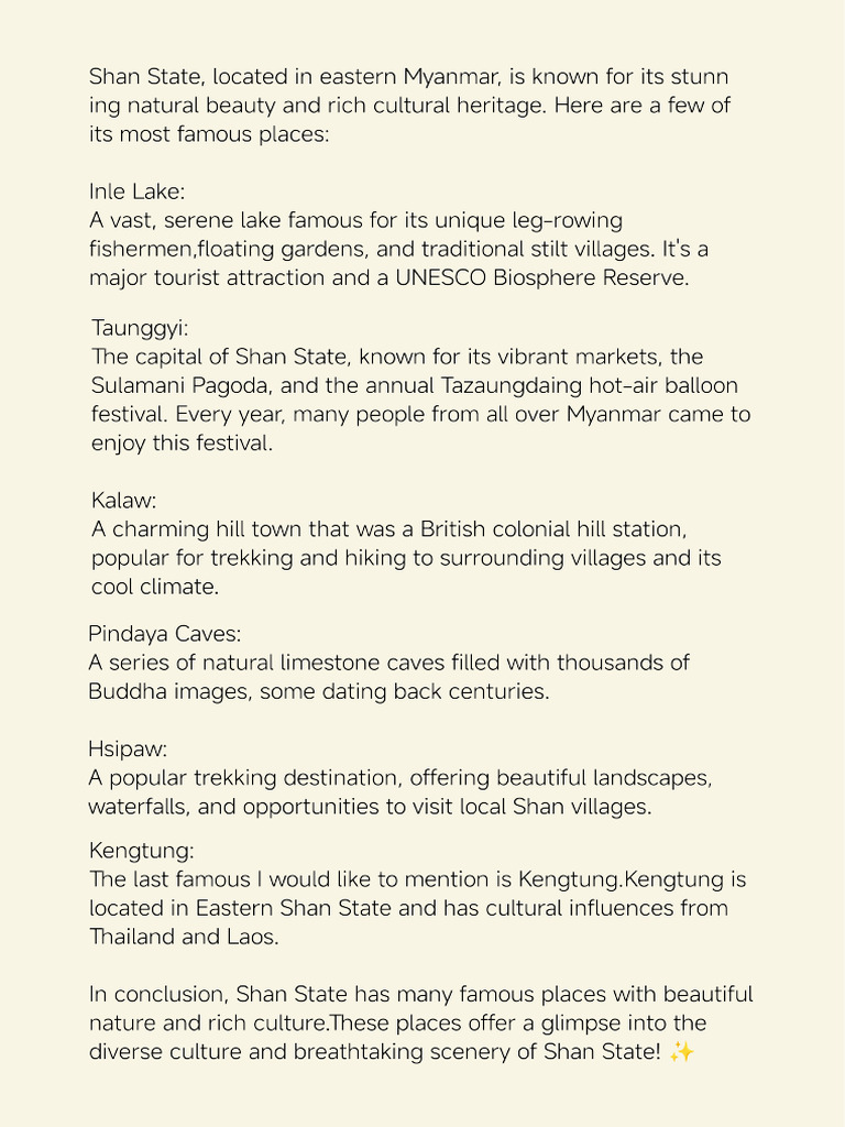 The Famous Places of Shan State | PDF
