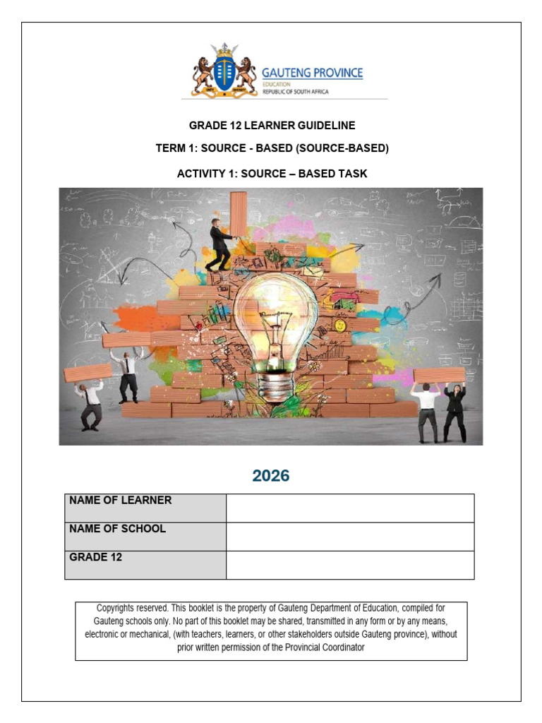 2026 Grade 12 Activity 1 Source-Based - LG 09 FEB | PDF | Learning ...