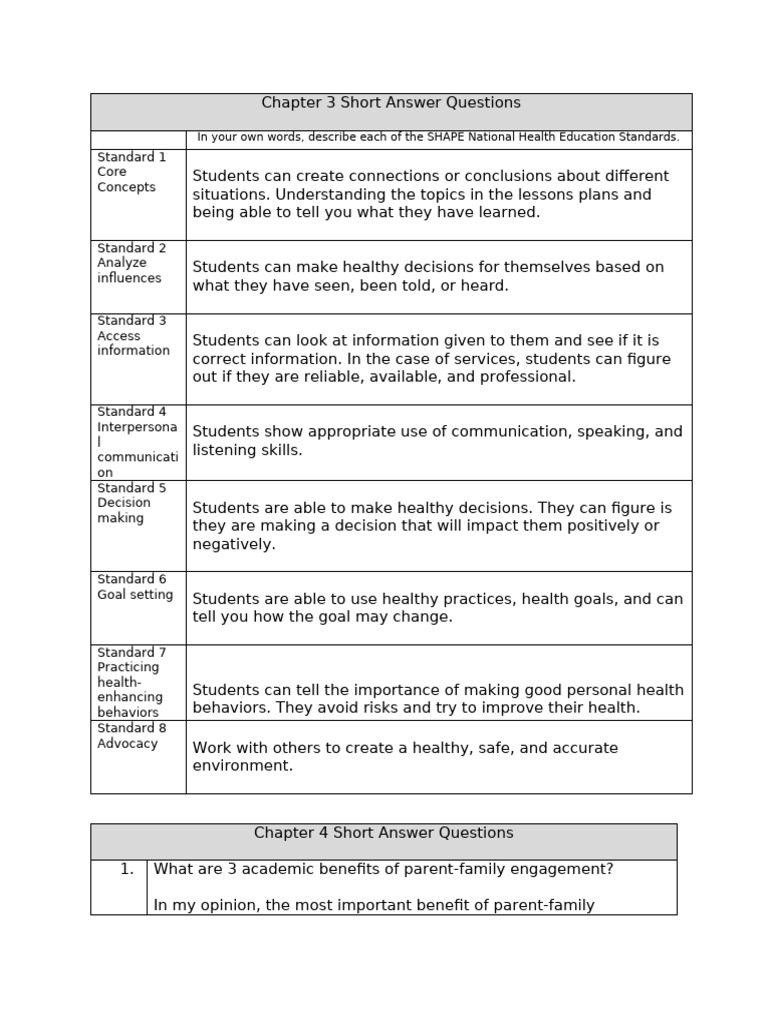 Chapter 3 and 4 Short Answer Questions | PDF